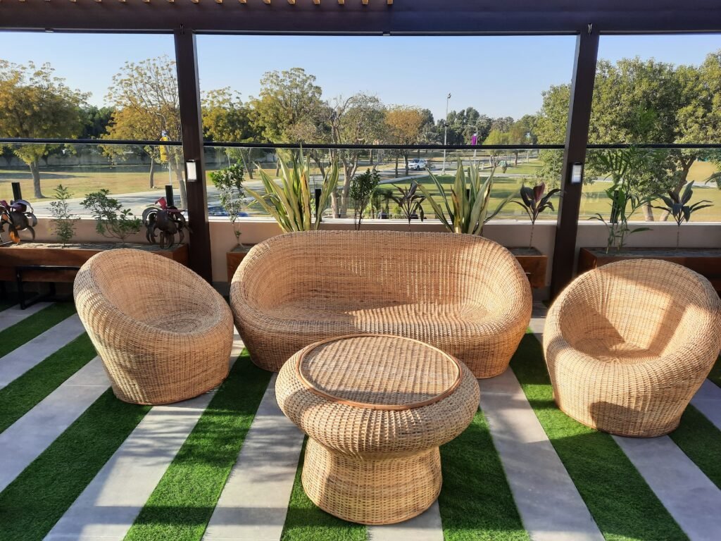 Cane Round Shape Sofa Set - Only Mart -Elegant & Durable Cane Furniture!